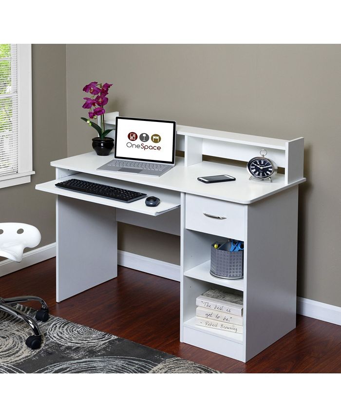 OneSpace Essential Computer Desk, Hutch with Pull-Out Keyboard - Macy's