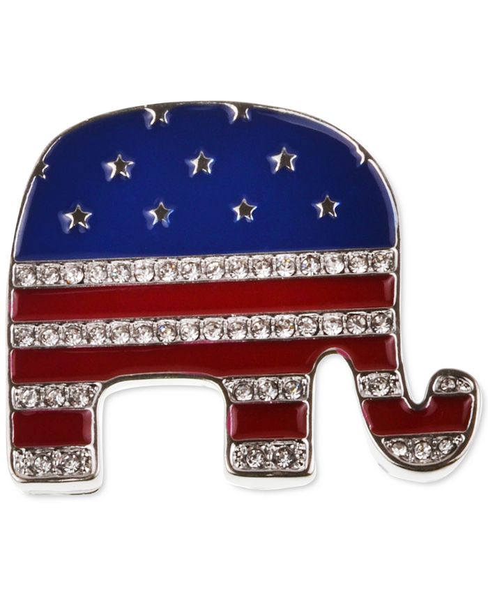 Charter Club Silver-Tone Pavé Red, White & Blue Elephant Pin, Created ...
