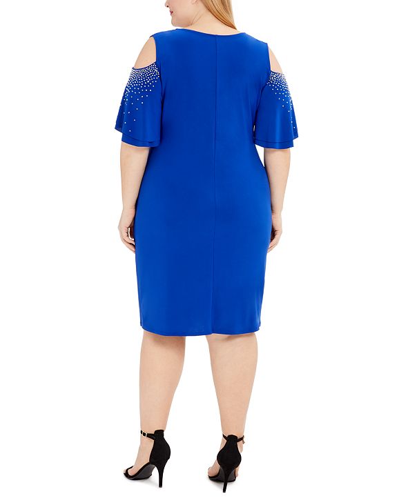 MSK Plus Size Embellished Cold-Shoulder Sheath Dress & Reviews ...