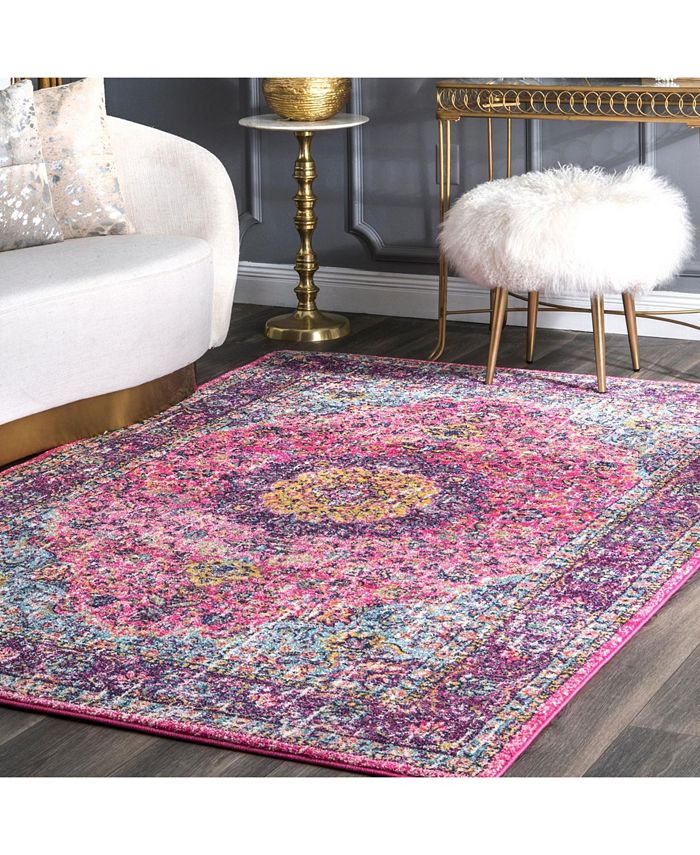 nuLoom Bodrum Vintage-Inspired Persian Verona Pink 2' x 3' Area Rug ...