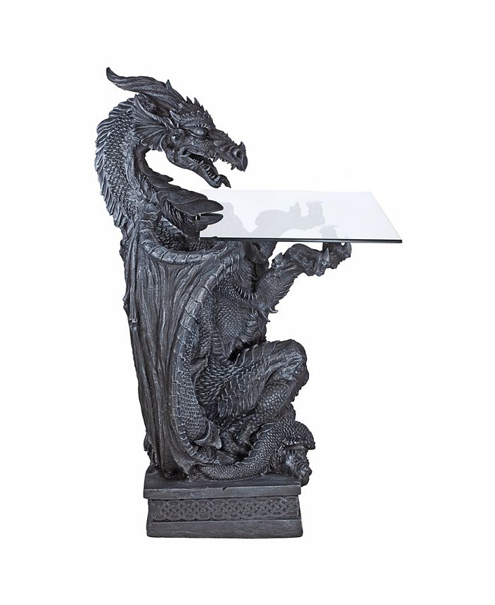 Design Toscano the Subservient Dragon Glass-Topped Sculptural Table ...