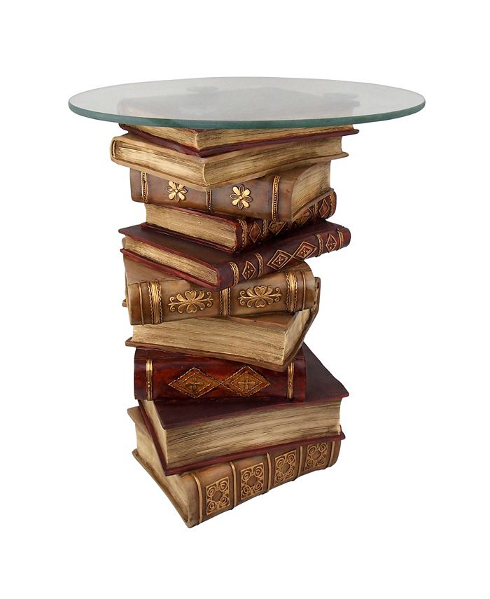 Design Toscano Power of Books Glass-Topped Side Table - Macy's
