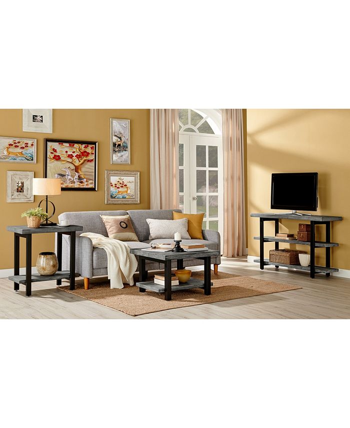 Alaterre Furniture Pomona Metal and Reclaimed Wood Media Console Table ... Alaterre Furniture Pomona Metal and Reclaimed Wood Media Console Table ...