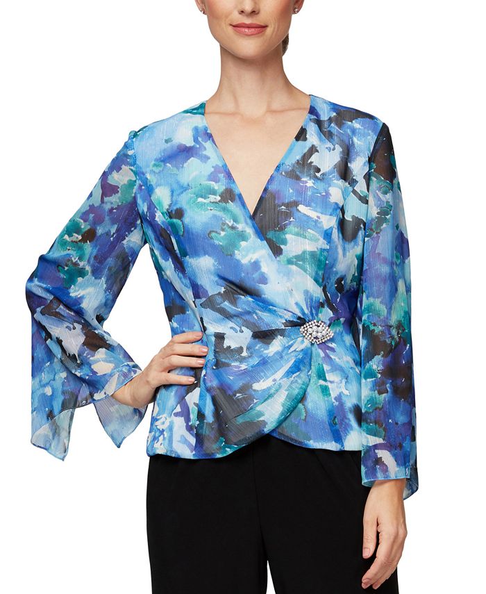 Alex Evenings Floral Embellished Blouse - Macy's