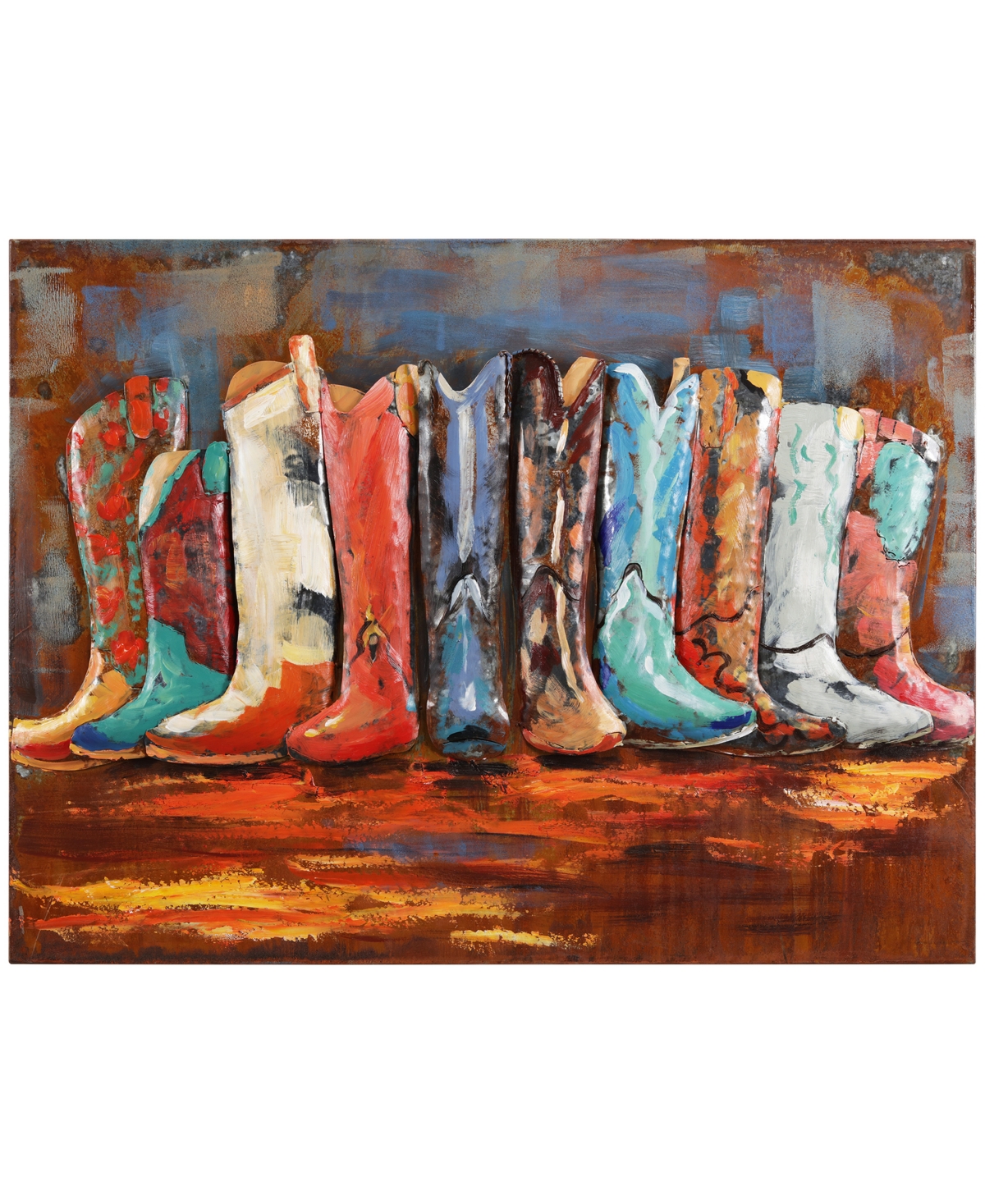Click here for Empire Art Cowboys Boots Mixed Media Iron Hand Pai... prices