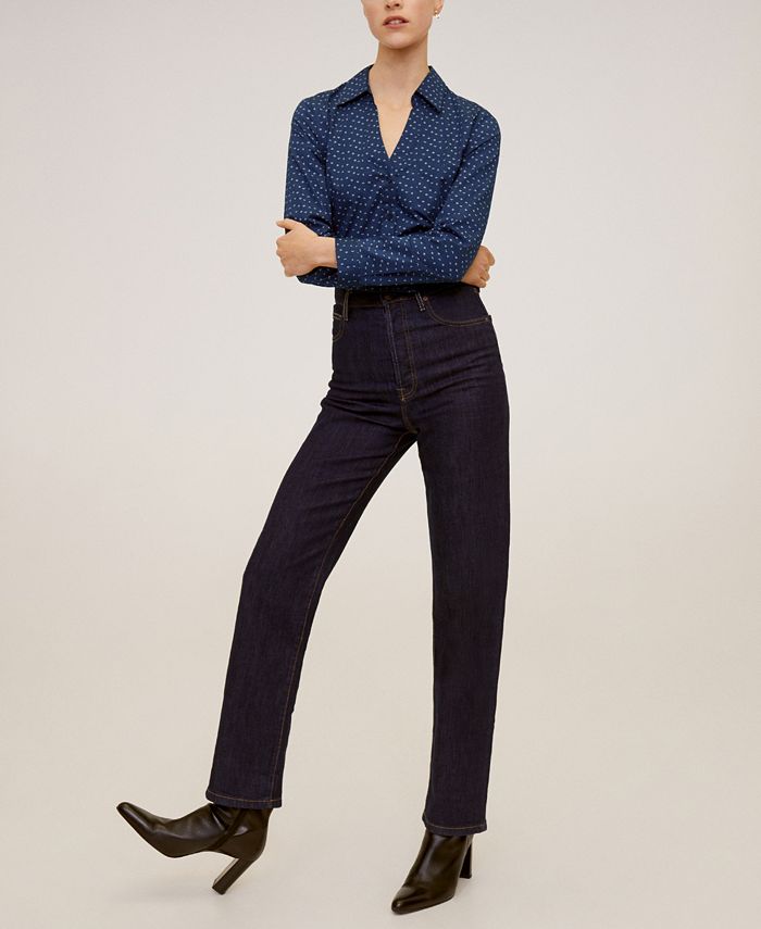 MANGO Printed Cotton Shirt - Macy's