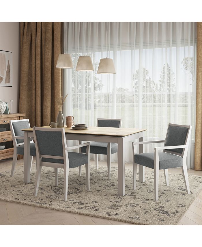 Handy Living Weston 5 Piece Smart Top Dining Table and Upholstered Arm ...