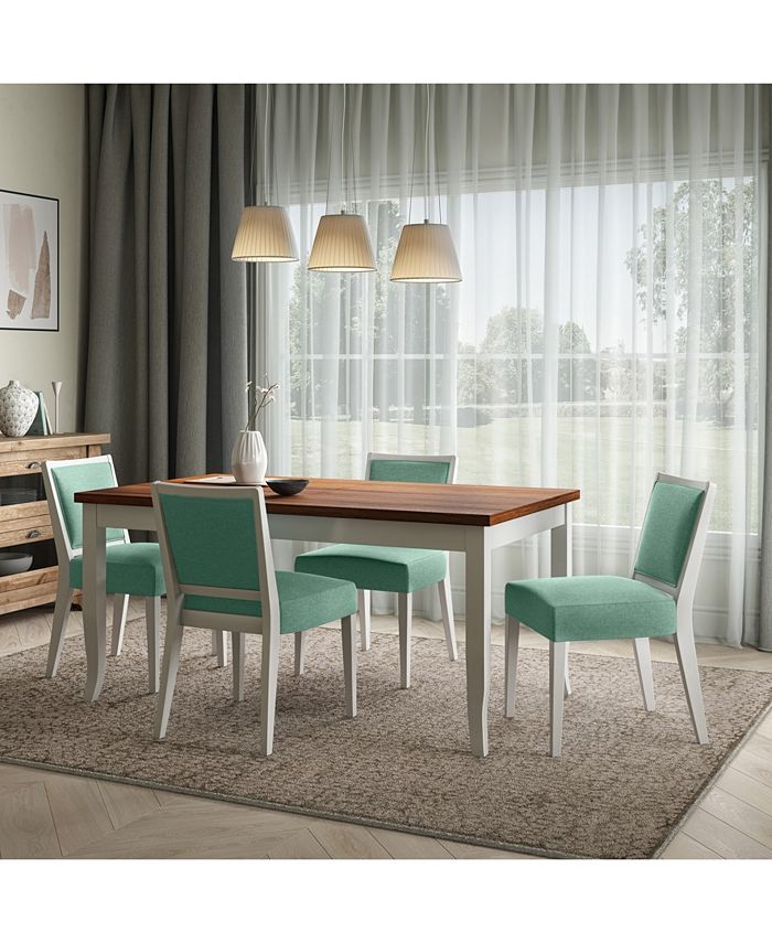 Handy Living Alecia 5 Piece Butterfly Leaf White Dining Table and ...