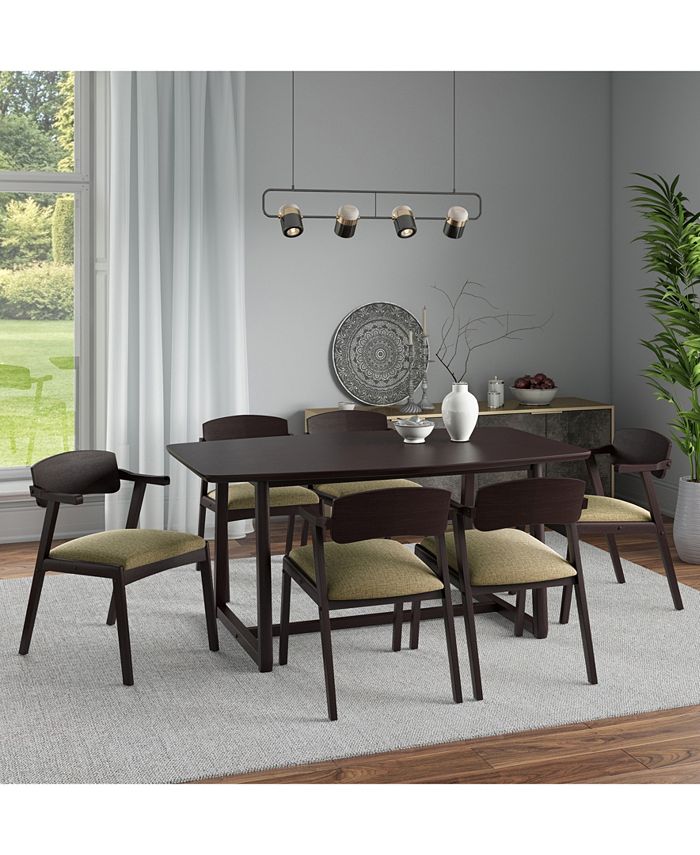 Handy Living Millie 7 Piece Mid Century Modern Rectangular Espresso ...