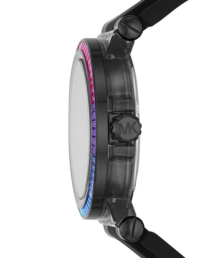 Michael Kors Dylan Multifunction Black Silicone Watch - Macy's