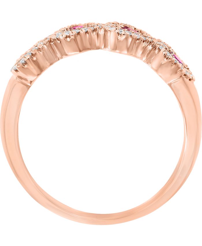 LALI Jewels Ruby (5/8 ct. t.w.) & Diamond (1/5 ct. t.w.) Heart Ring in ...