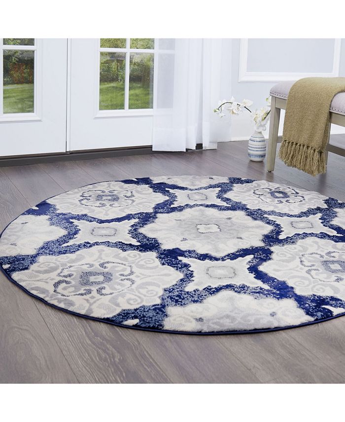 Global Rug Designs Haven Hav11 Navy 7'10" x 7'10" Round Rug - Macy's