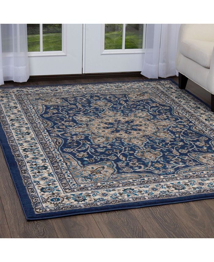 Global Rug Designs Haven Hav09 Navy and Ivory 9'2" x 12'5" Area Rug ...
