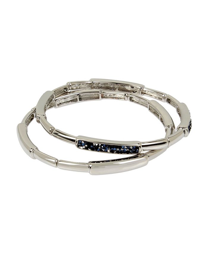 Kenneth Cole New York Silver-Tone Sprinkle Stone Bar Stretch Bracelet ...