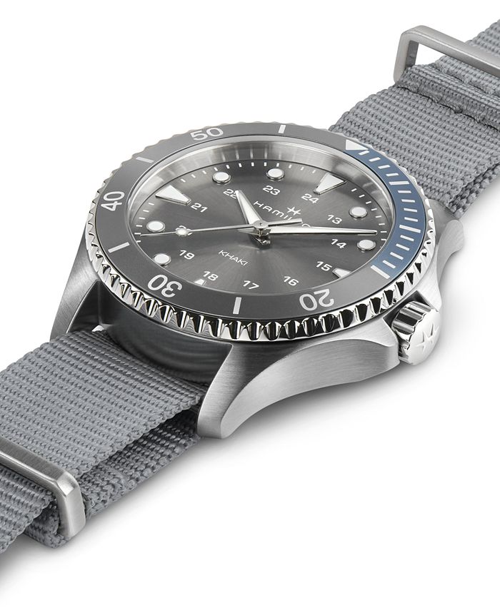 Hamilton Unisex Swiss Scuba Gray Nato Strap Watch 37mm - Macy's