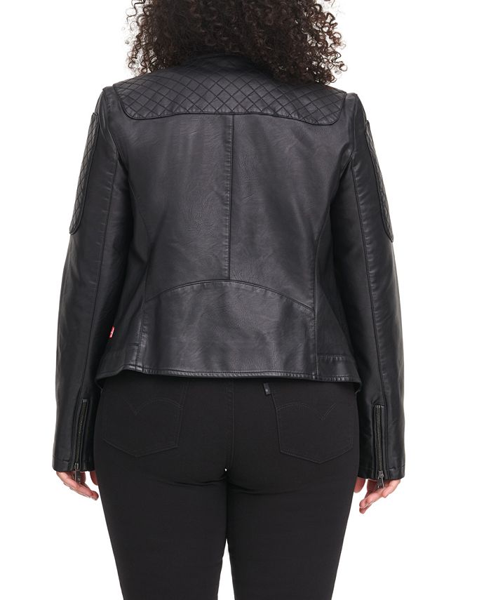 Levi's Plus Size Faux Leather Motocross Racer Jacket - Macy's