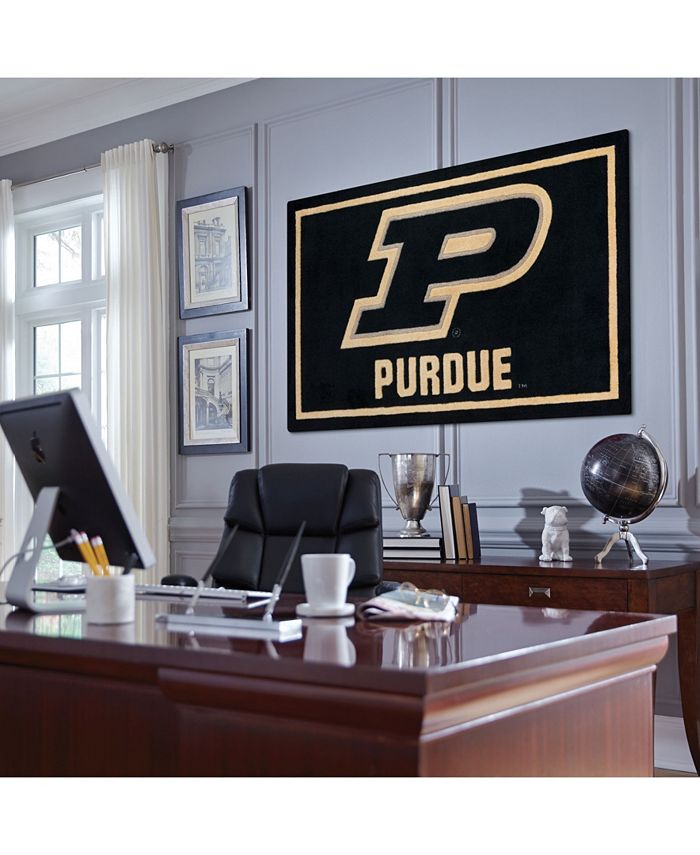 Luxury Sports Rugs Purdue Colpu Black 3'2" x 5'1" Area Rug - Macy's