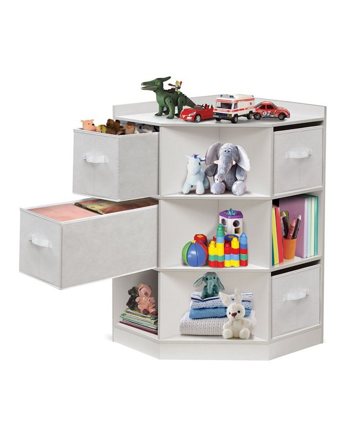 Badger Basket Corner Cubby Storage Unit with Four Reversible Baskets ...