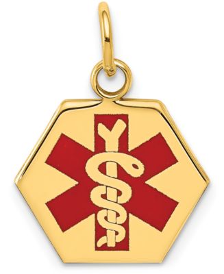Medical Info Hexagon Charm Pendant in 14k Gold - Macy's