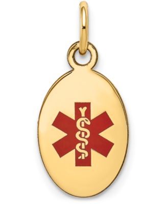 Medical Info Charm Pendant in 14k Gold - Macy's