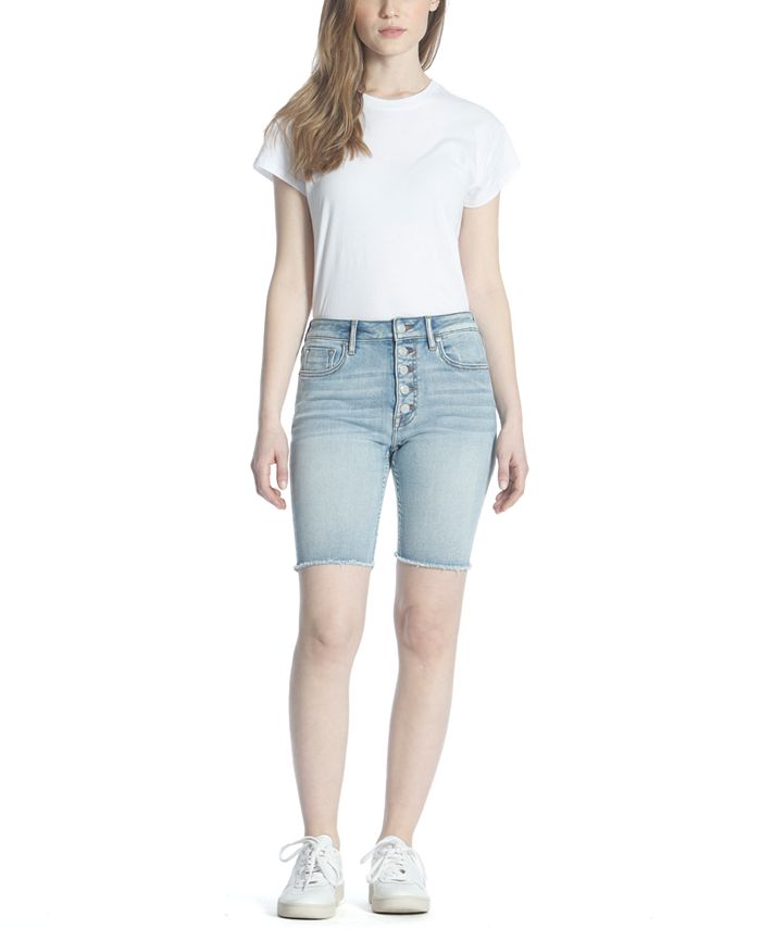 Vigoss Jeans High-Rise Button-Fly Bermuda Shorts - Macy's