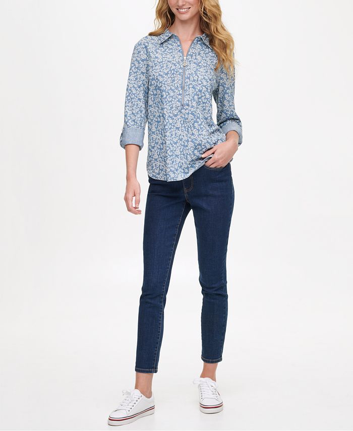 Tommy Hilfiger Zip-Front Popover Top - Macy's