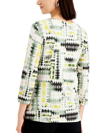 JM Collection Printed Jacquard Top, Created for Macy's - Macy's