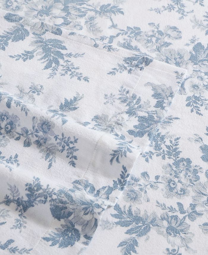 Laura Ashley Vanessa Cotton Flannel Sheet Set, Twin - Macy's