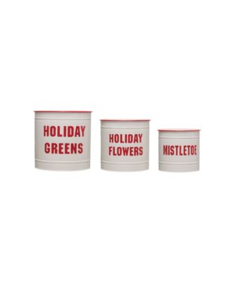CREATIVE CO-OP INC Metal Buckets with Holiday Wording Set of 3 Sizes ...