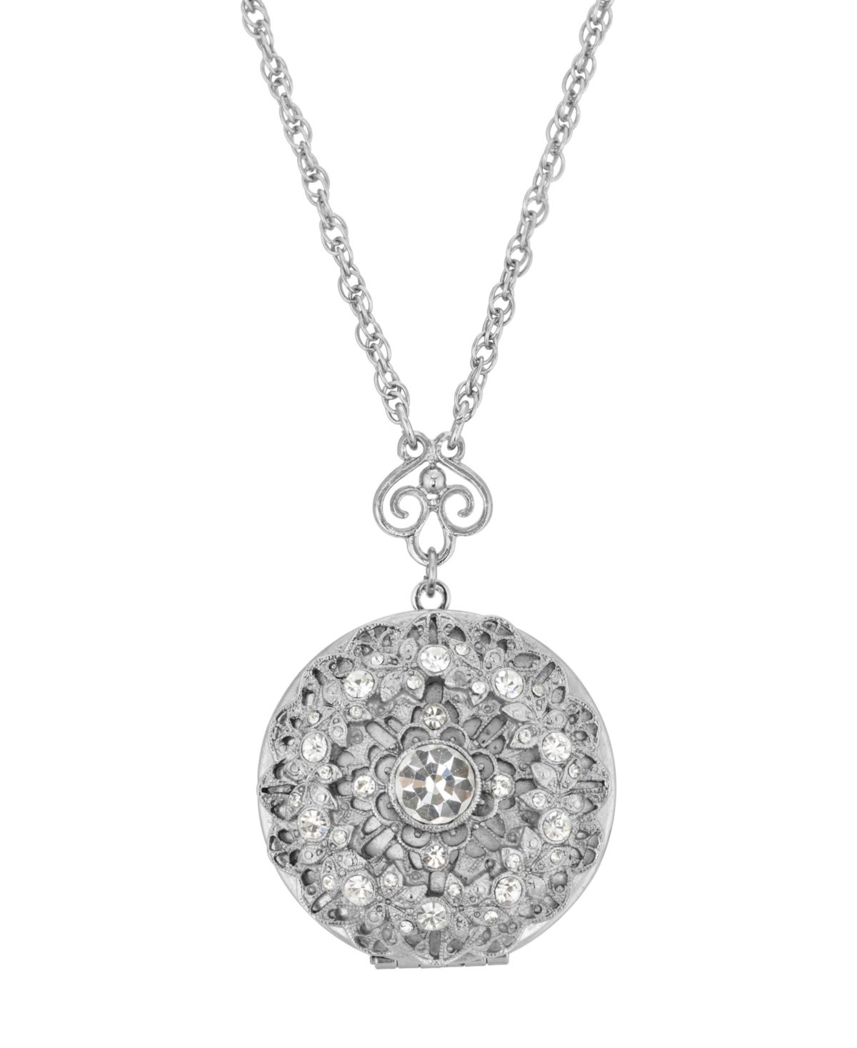 Click here for 2028 Silver-Tone Round Crystal Locket 30 Necklace... prices