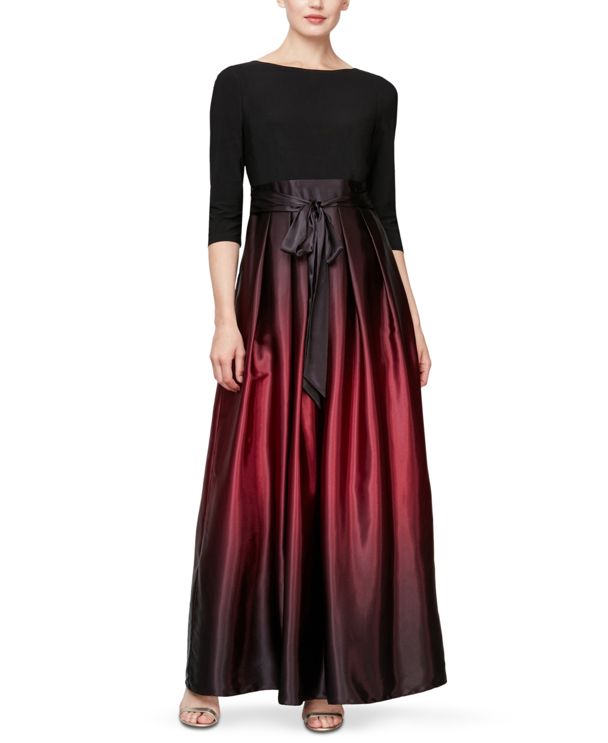 Click here for Sl Fashions Petite Ombre Satin Gown - Fig/Black prices