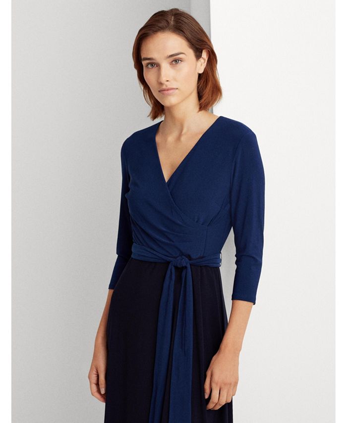 Lauren Ralph Lauren Two Tone Jersey Surplice Dress Macys