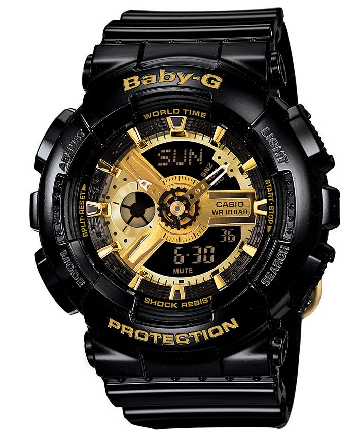Baby-G Watch, Women's Analog-Digital Black Resin Strap 43x46mm BA110-1A ...