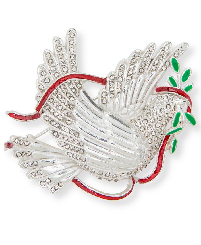 Charter Club Silver-Tone Crystal Dove Pin, Created for Macy's - Macy's