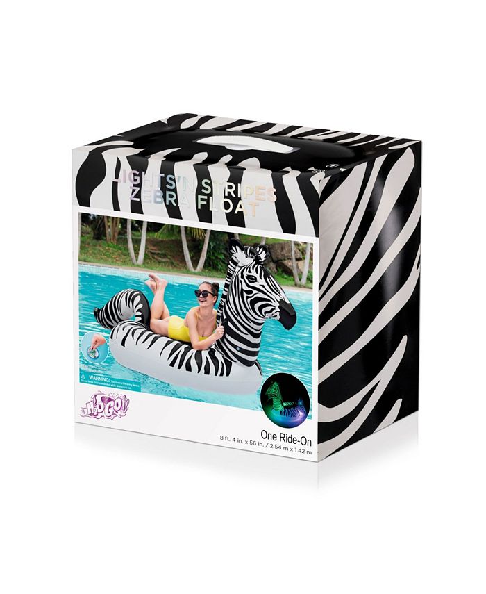 Bestway H2OGO Lights N Stripes Zebra Ride-on Pool Float with Led Light ...