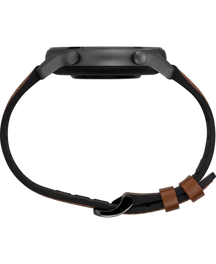 Timex Men's Metropolitan R Brown Leather Silicone Strap Amoled ...