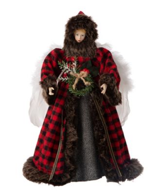 Glitzhome Plaid Angel Tree Top - Macy's