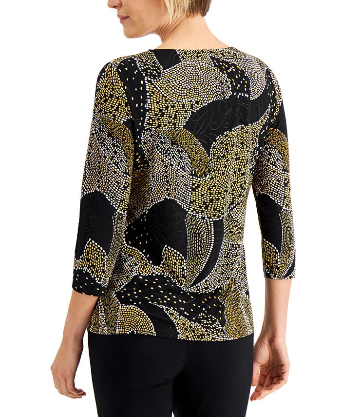 JM Collection Printed Jacquard Top, Created for Macy's - Macy's