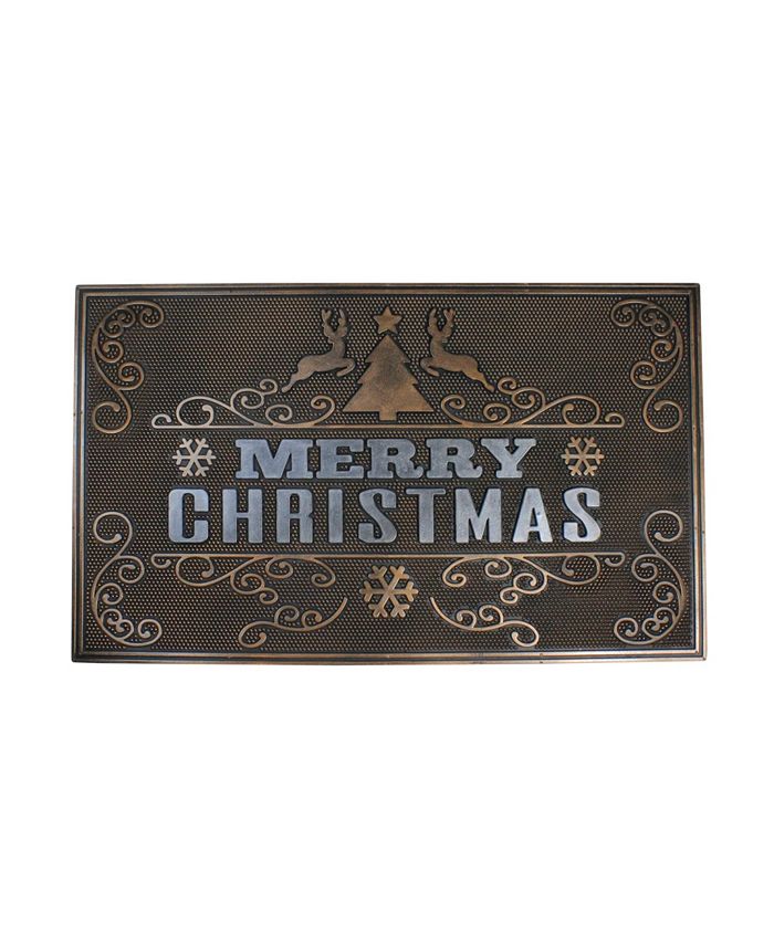 Northlight Copper and "Merry Christmas" with Reindeer Christmas Doormat ...