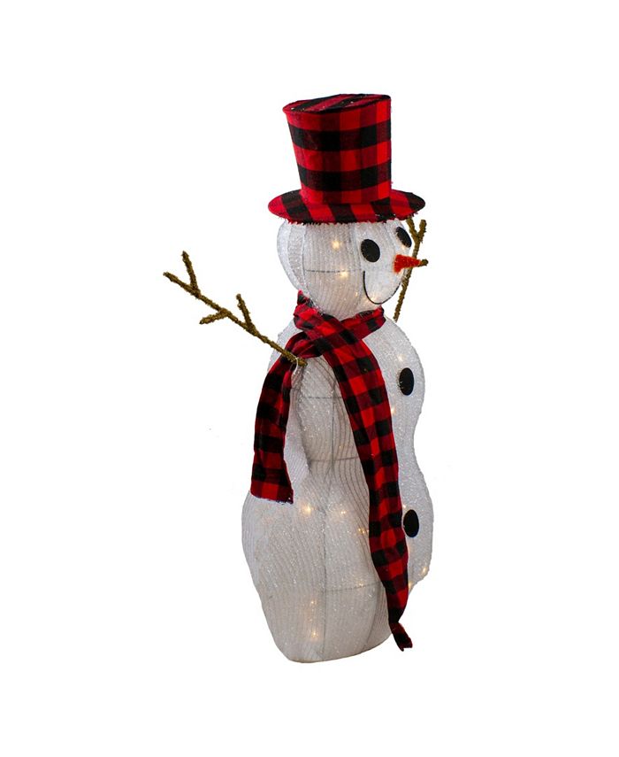 Northlight Lighted 3D Snowman with Top Hat and Twig Arms Outdoor ...