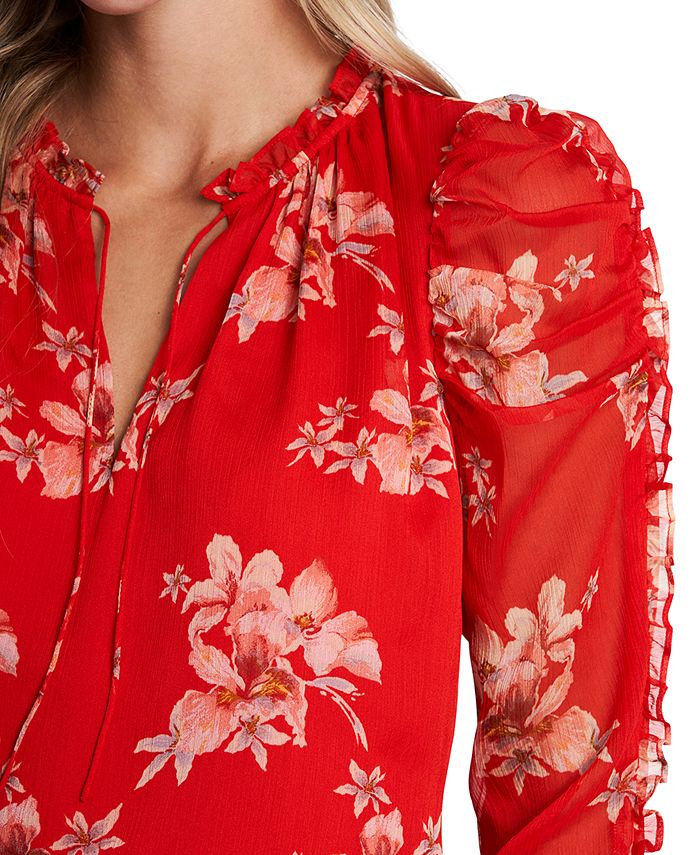 CeCe Ruffled Printed Blouse - Macy's