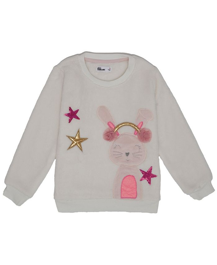 Epic Threads Little Girls Bunny Graphic Minky Sweatshirt - Macy's