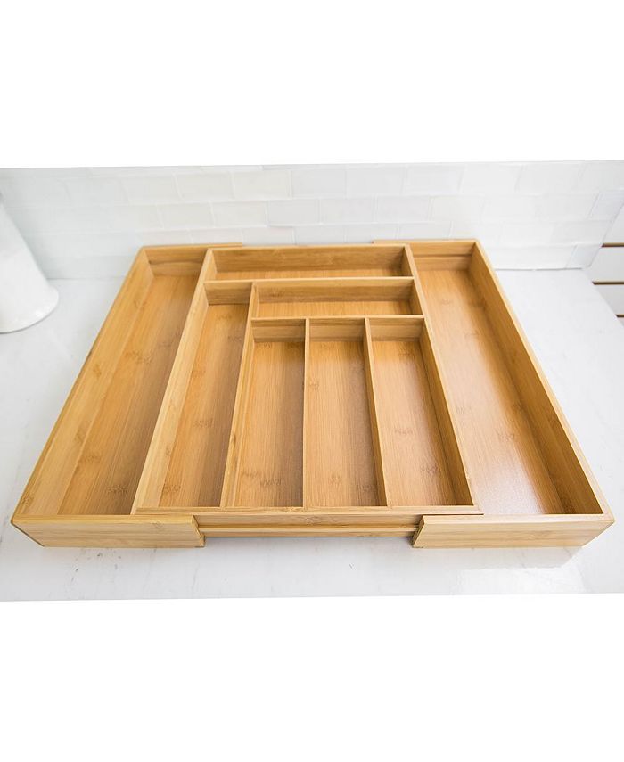 Home Basics Bamboo Expandable Cutlery Tray - Macy's