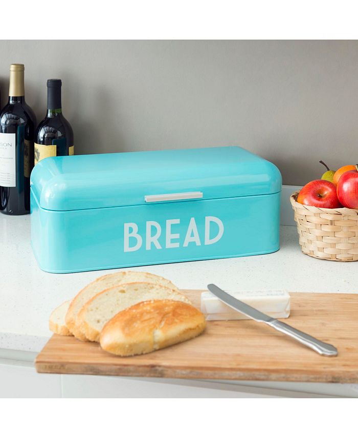 Home Basics Metal Bread Box, Turquiose - Macy's