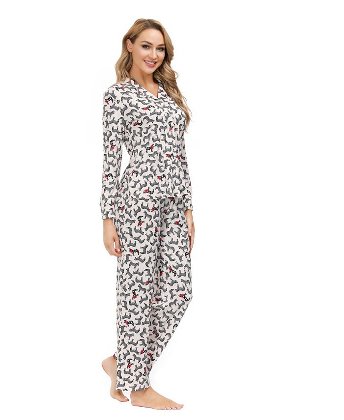 Beautyrest Echo Women's Ribbon Folded Notch 2 Piece Pajama Set - Macy's
