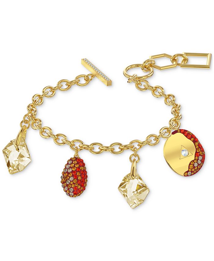 Swarovski Gold-Tone Crystal Charm Link Bracelet - Macy's