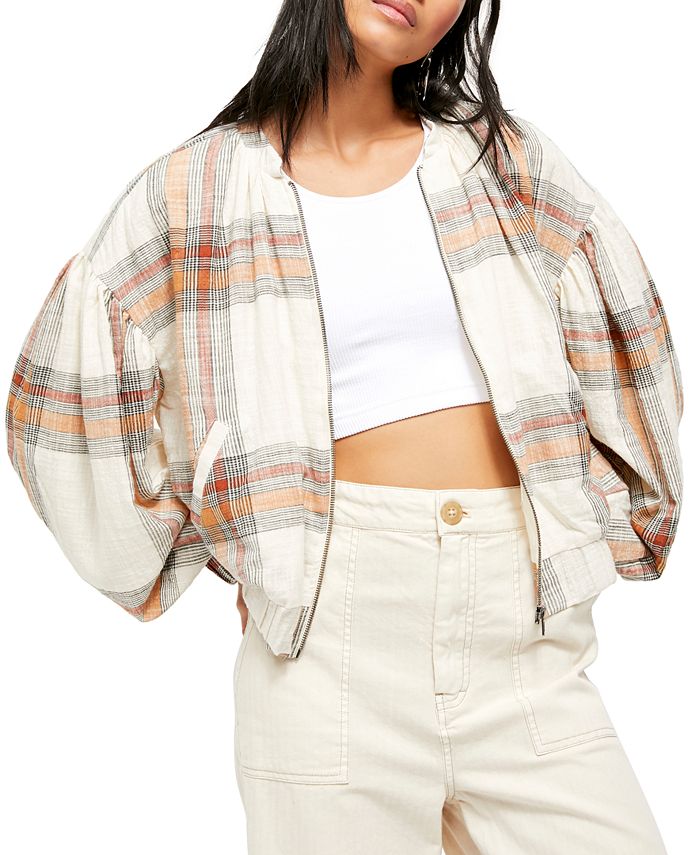 Free People Mattie Plaid Bomber Jacket - Macy's