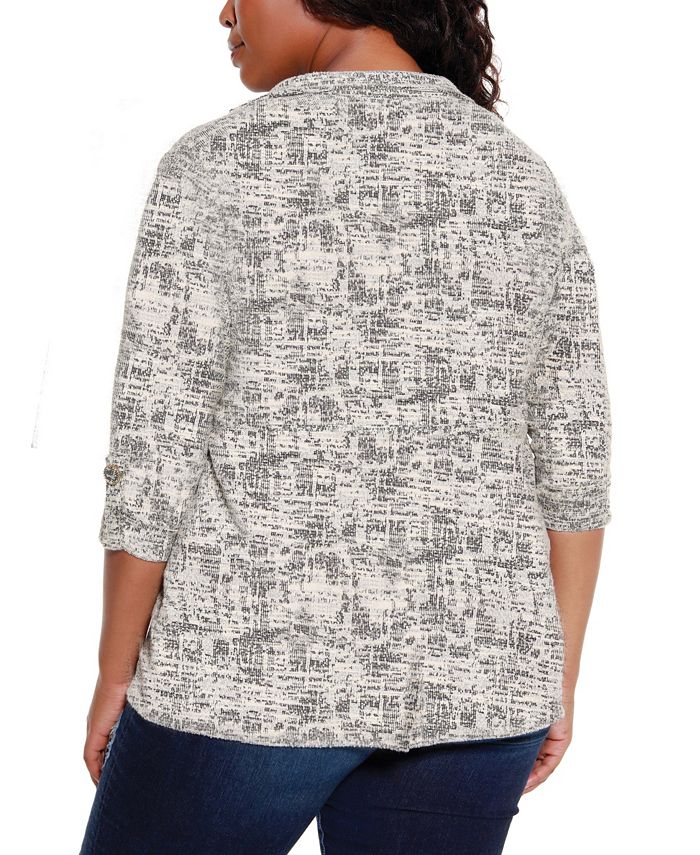 Belldini Black Label Women's Plus Size Knit Jacquard Jacket - Macy's