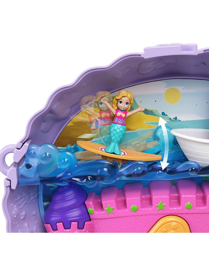 Polly Pocket Travel Toys, Purse Playset and 2 Dolls, Seashell Mermaid ...