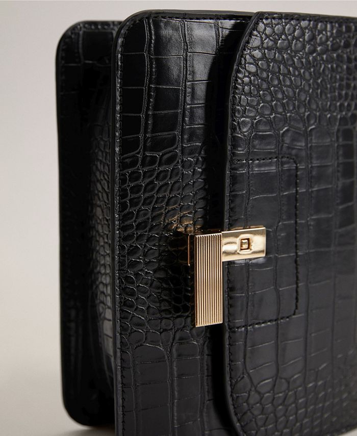 MANGO Croc-Effect Flap Bag - Macy's